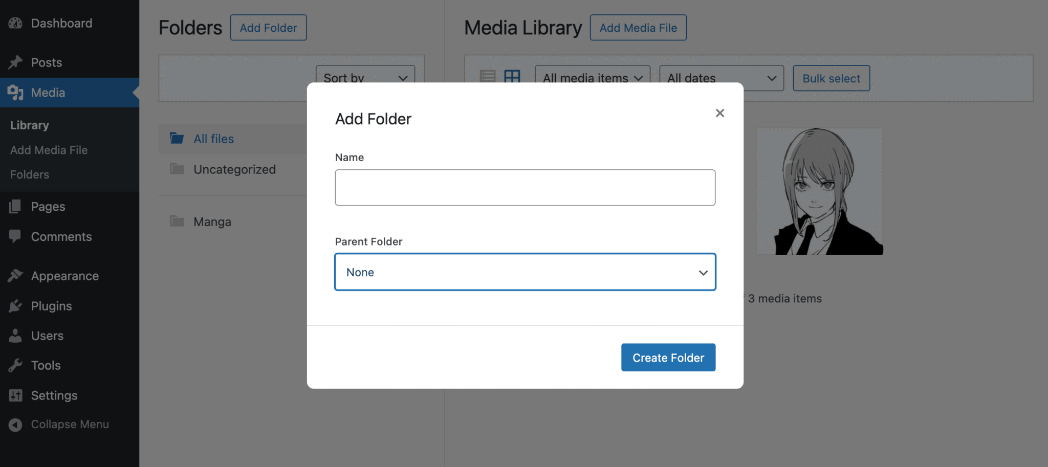 How to Create Folders in WordPress Media Library
